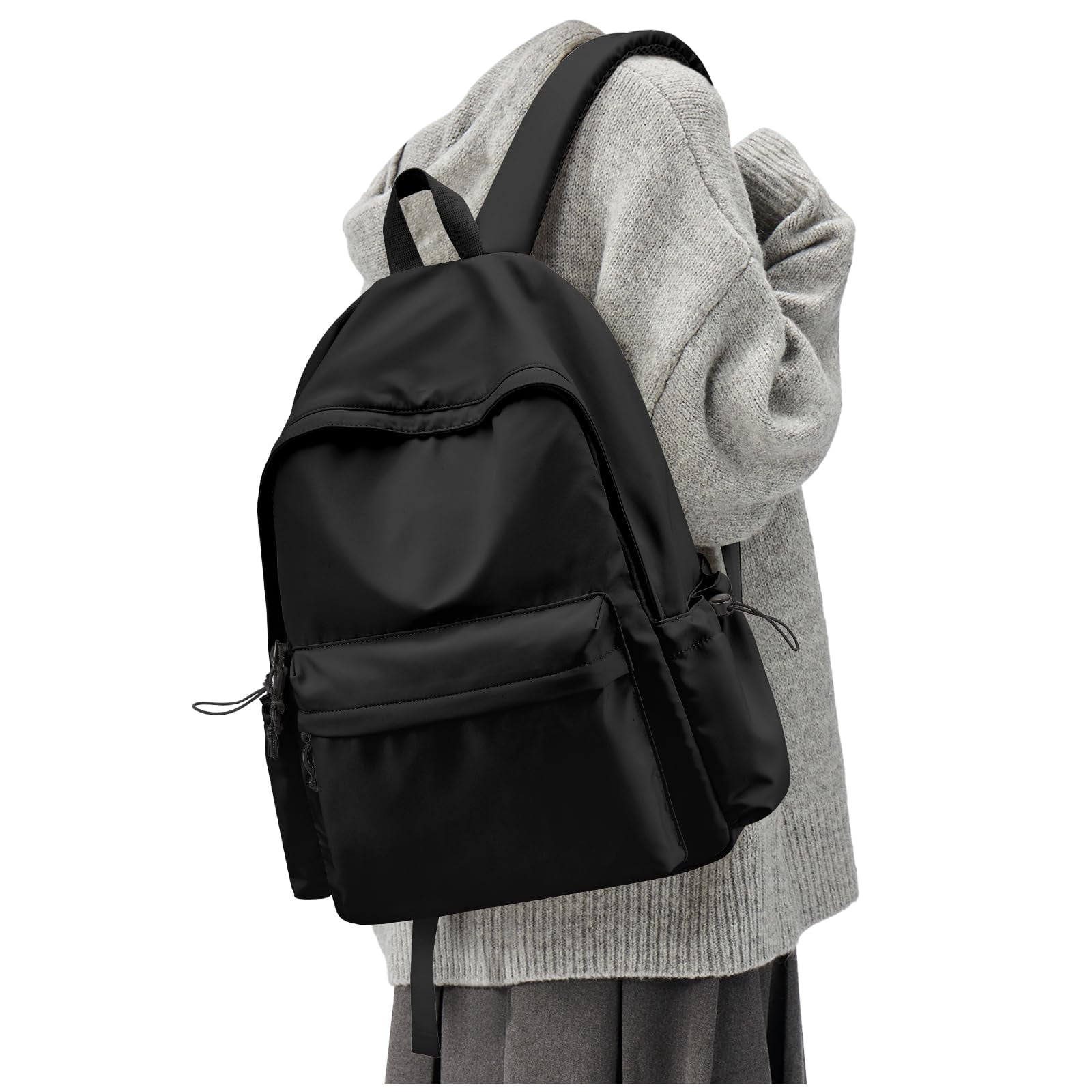 Black Waterproof School Backpack Lightweight Casual College Travel ...
