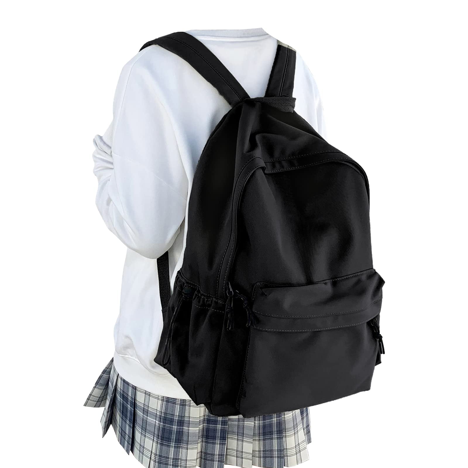 Black Waterproof School Backpack Lightweight Casual College Travel ...