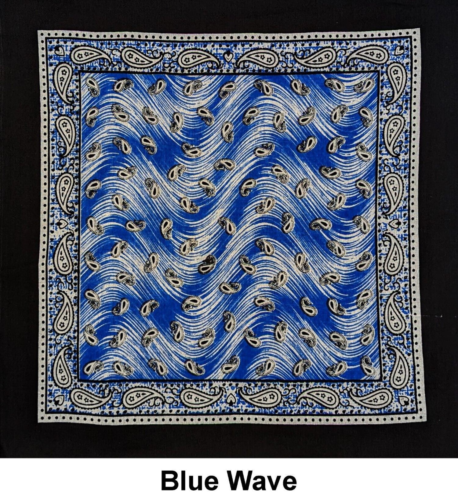 Black Wave Paisley Design Print Cotton Bandana (22 inches x 22 inches ...