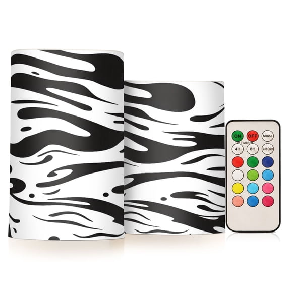 Black Wave Pattern Flameless LED Candle Set with Remote, Battery ...