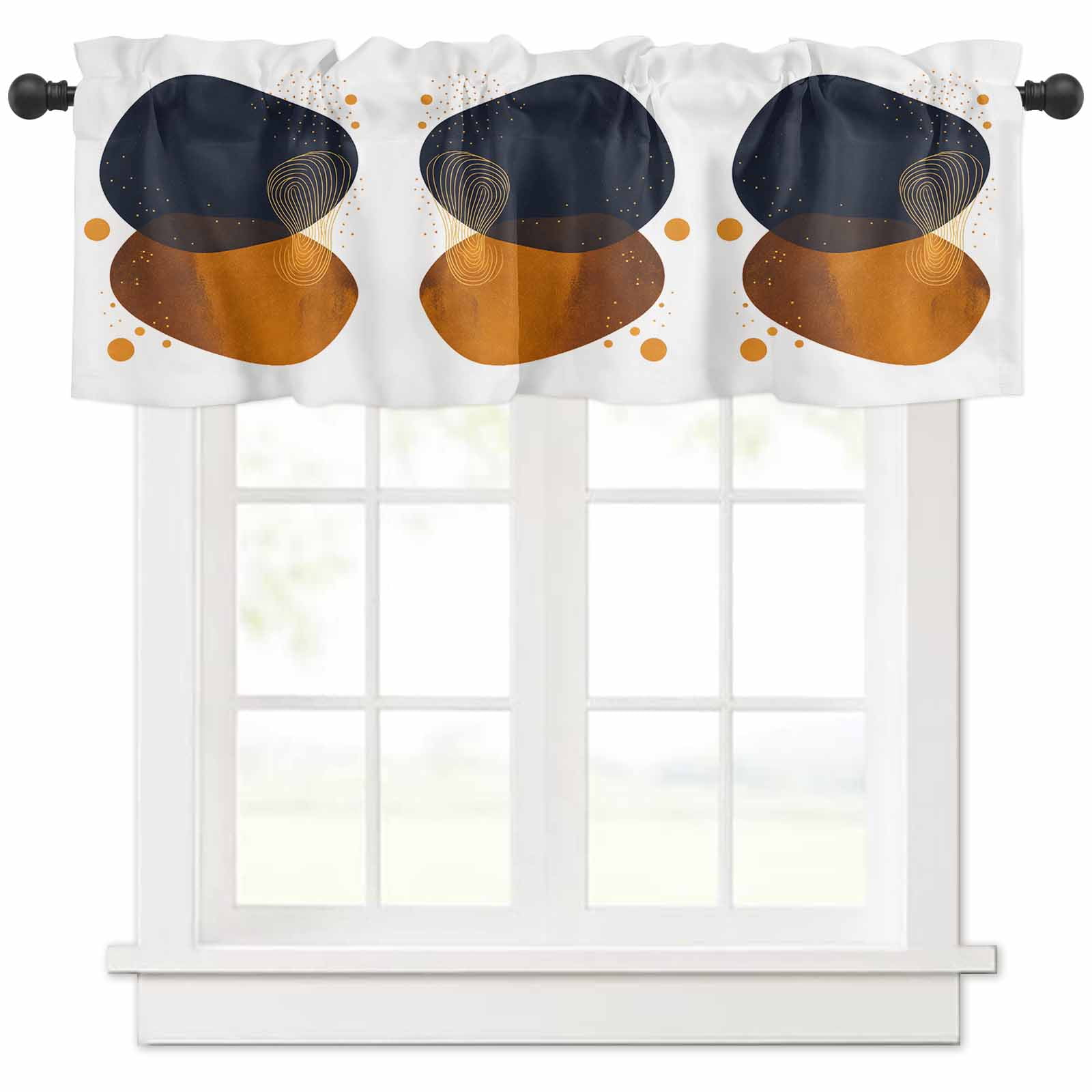 Black Waves Valances for Windows Farmhouse Kitchen Curtains Valances ...