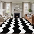 Black Wavy 5'x7' Rug for Living Room Sofa and Coffee Table Layout ...