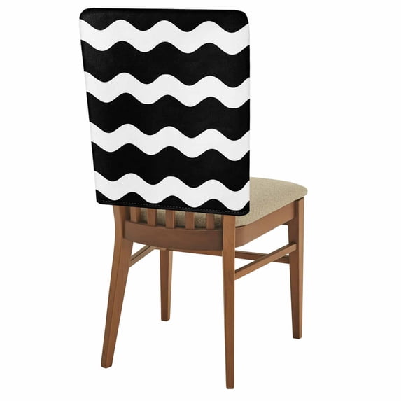 Black Wavy Chair Back Covers Set of 4 Stripes Removable Dining Chair ...