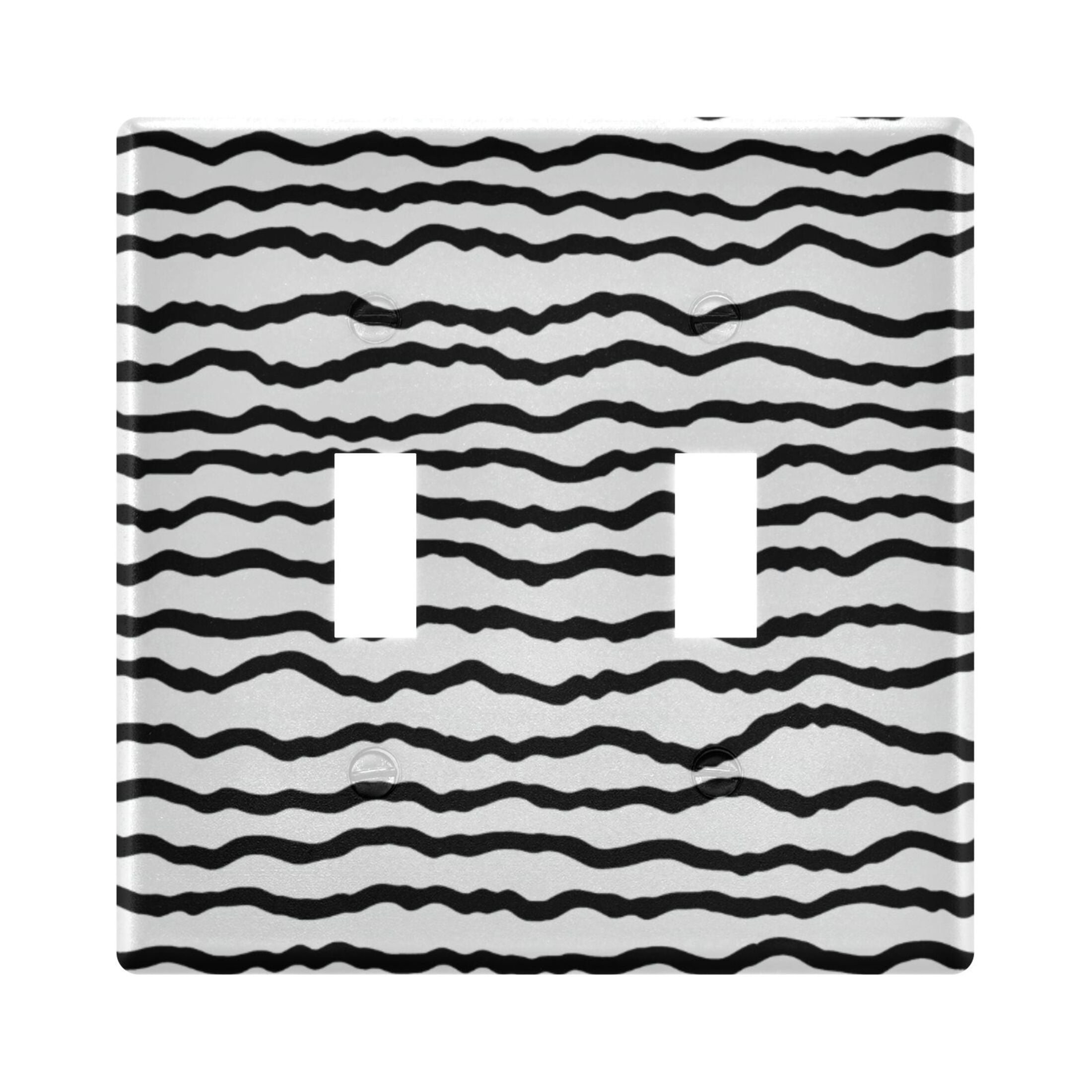 Black Wavy Lines Pattern Fireproof Switch Plate with Rounded Edges 2 ...