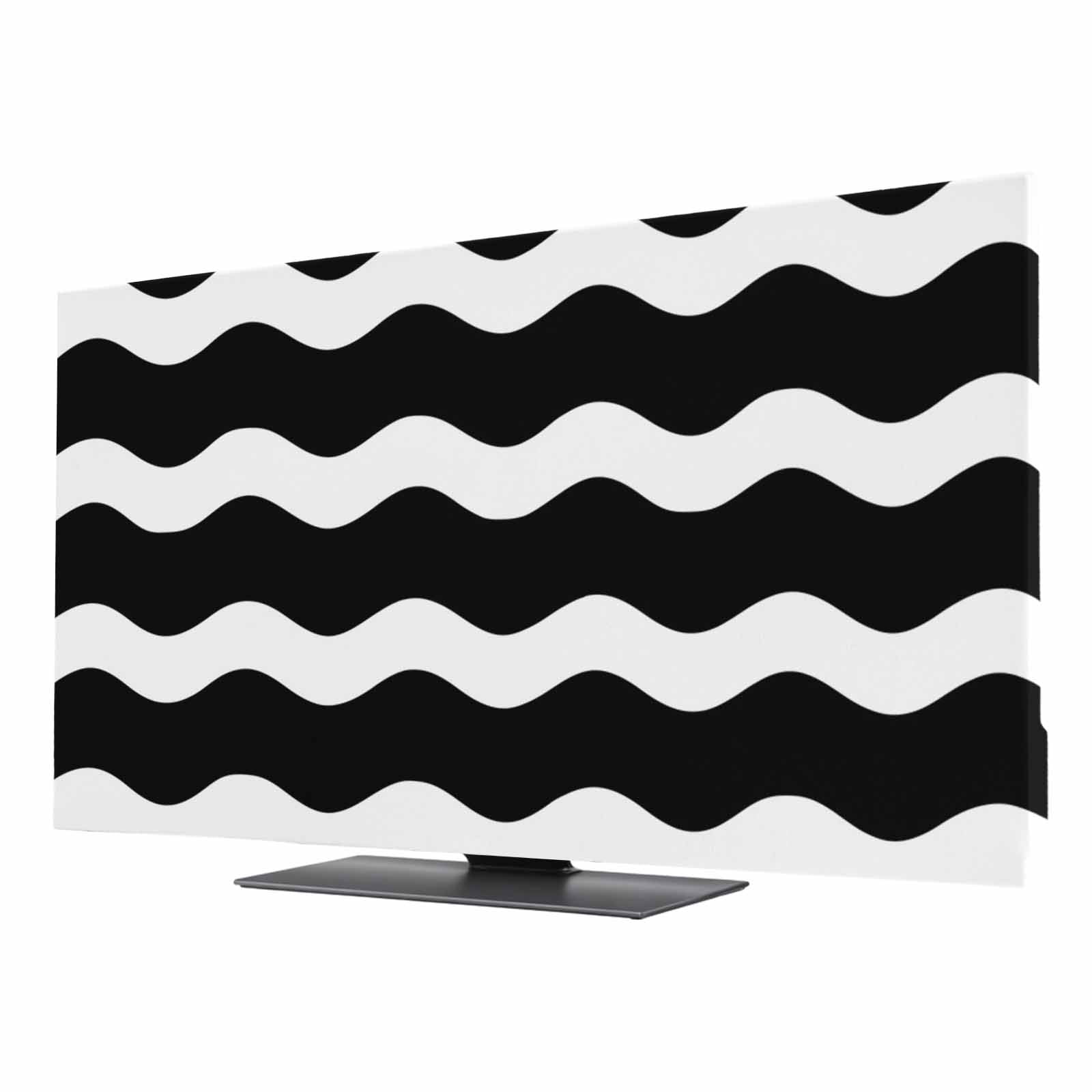 Black Wavy TV Dust Cover 75 Inch, Stripes Computer Monitor Cover ...
