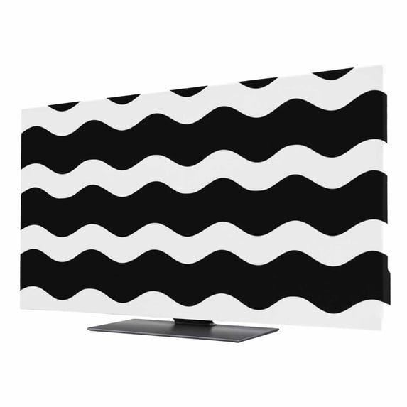 Black Wavy TV Dust Cover 75 Inch, Stripes Computer Monitor Cover ...