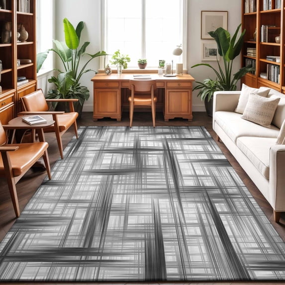 Black Weave Mesh 6'x9' Rug for Dining Room Table and Chair Setup ...