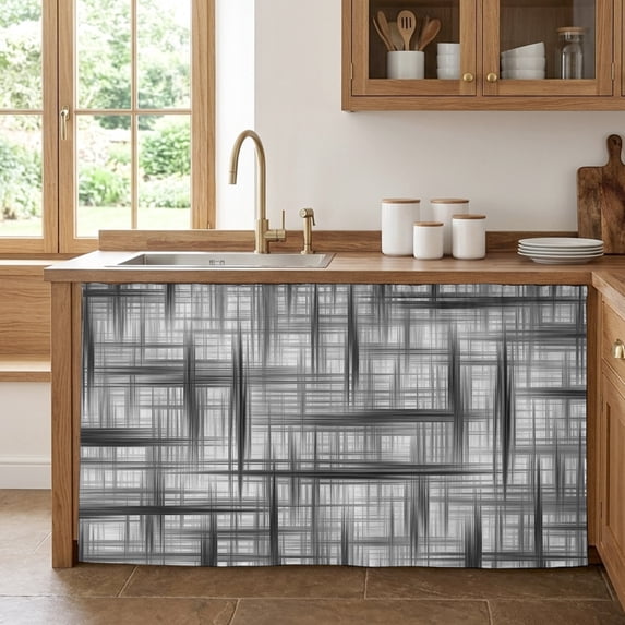 Black Weave Mesh Cabinet Curtains 32" W x 55" L, Modern Minimalist ...