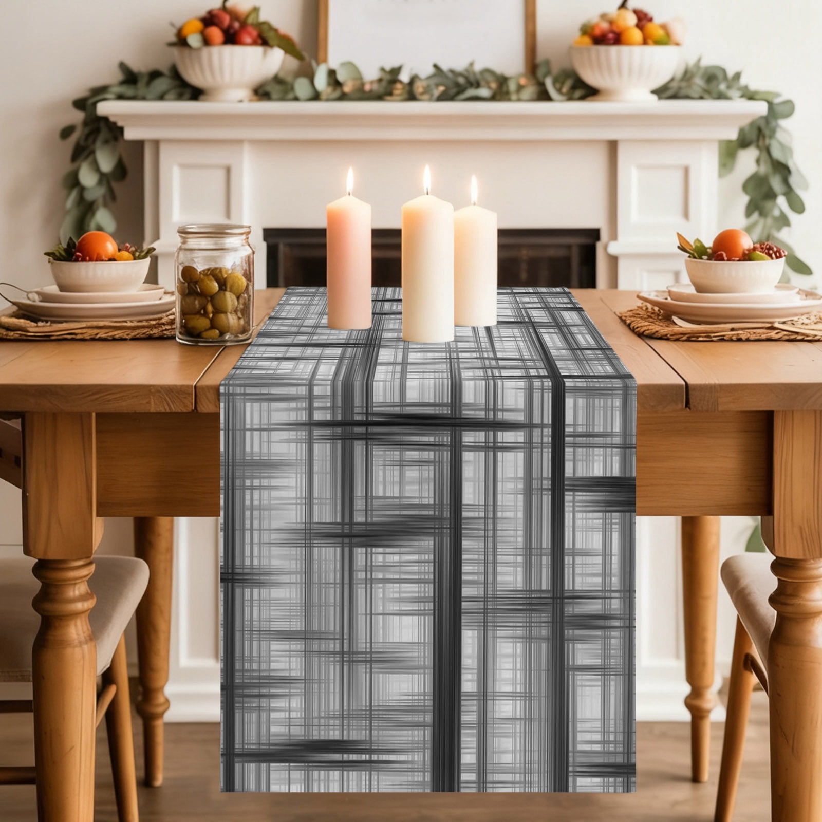 Black Weave Mesh Dining Table Runner, Modern Minimalist Abstract ...