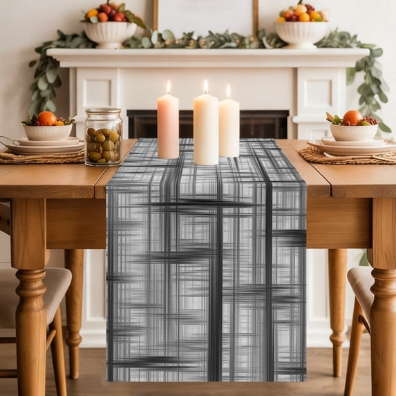 Black Weave Mesh Dining Table Runner, Modern Minimalist Abstract ...
