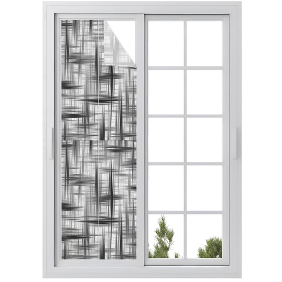 Black Weave Mesh Window Privacy Film, Modern Minimalist Abstract ...