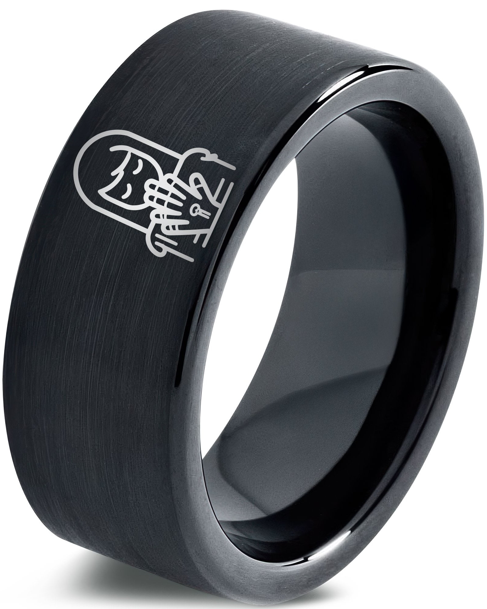 Black Wedding Band Women Gamer Minimalist Tungsten Ring Grandma ...