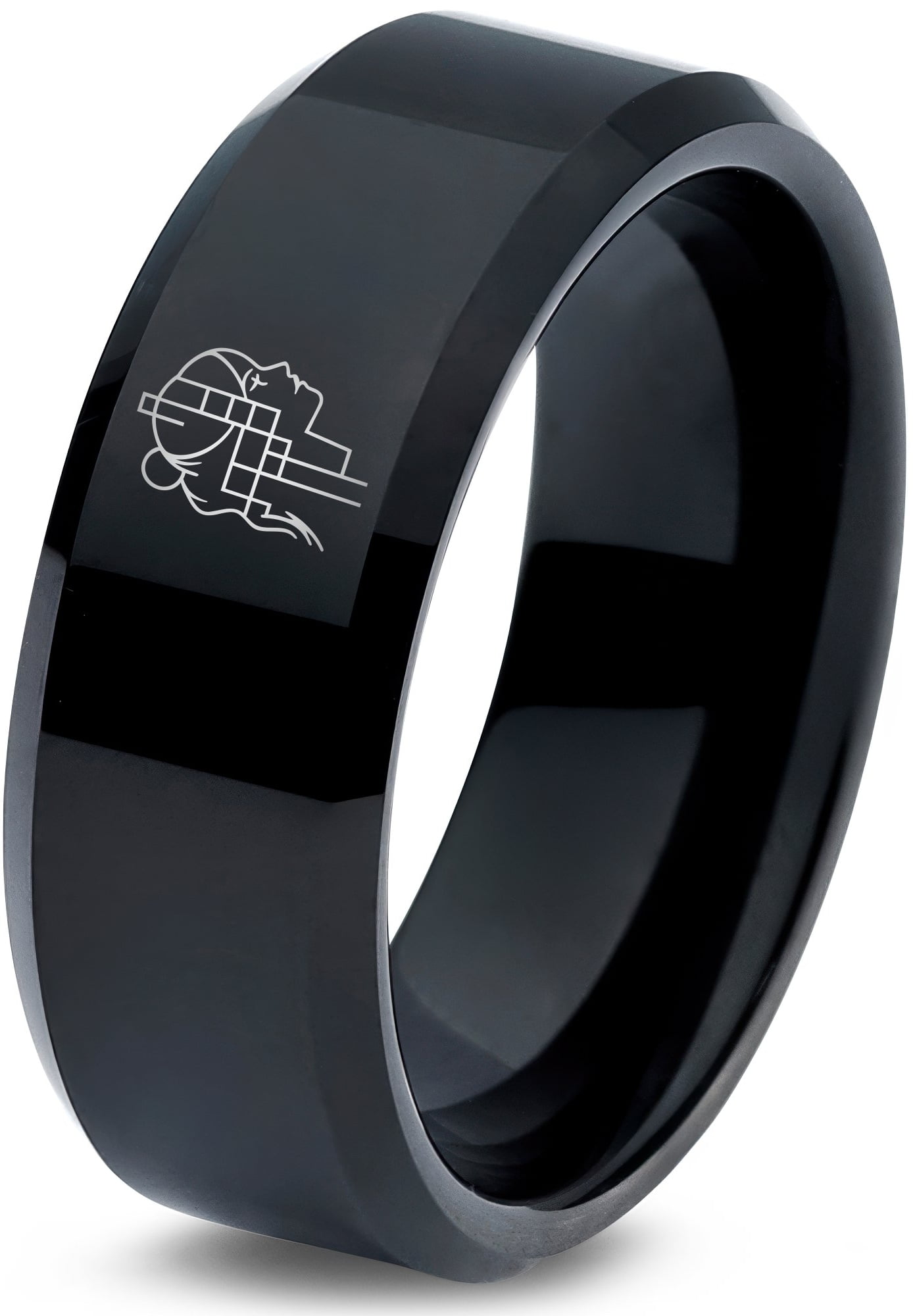 Black Wedding Gamer Tungsten Engagement Ring Custom Jewelry Engraving ...