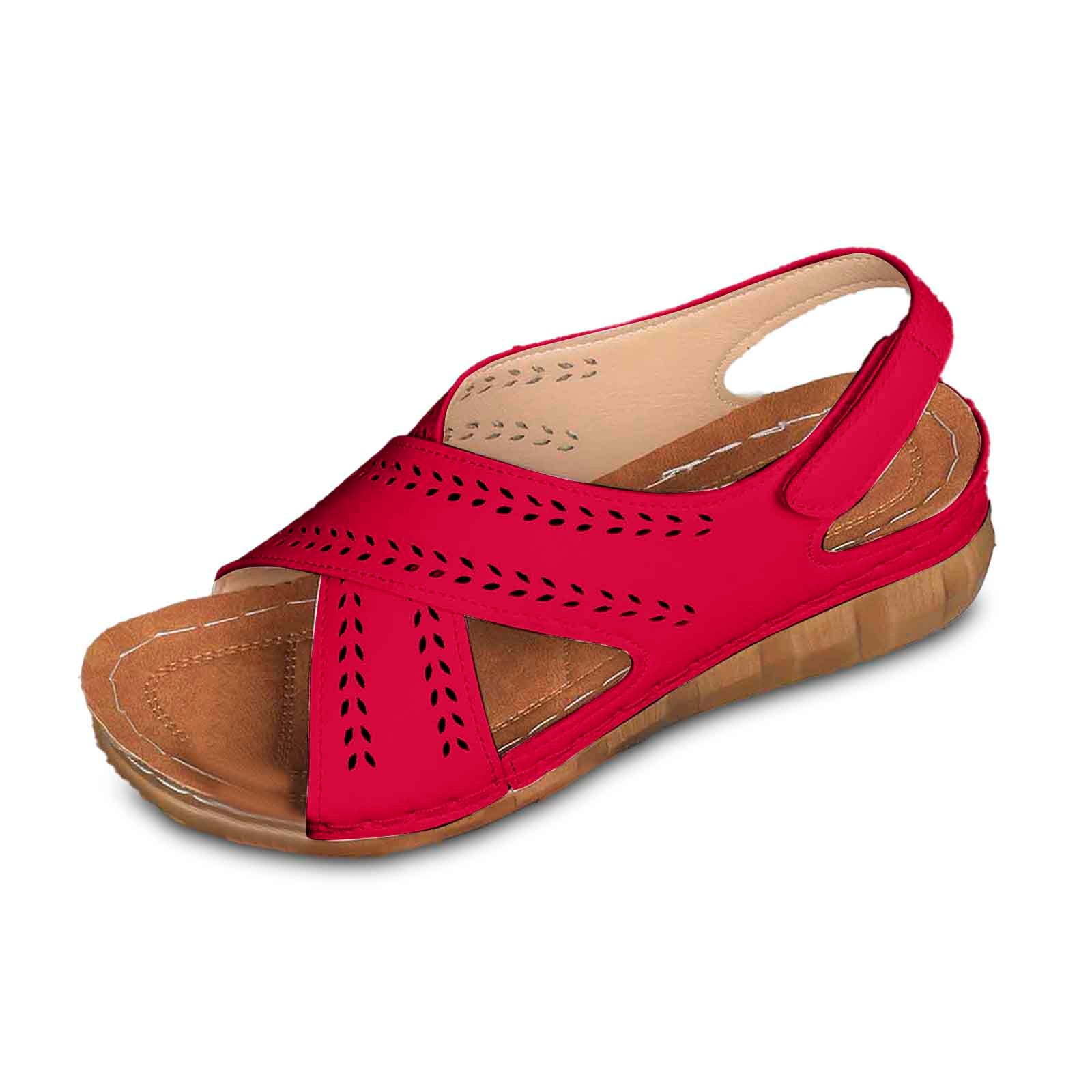 Black Wedges Sandals Women Lightweight Casual on Low Wedge Heels Womens ...