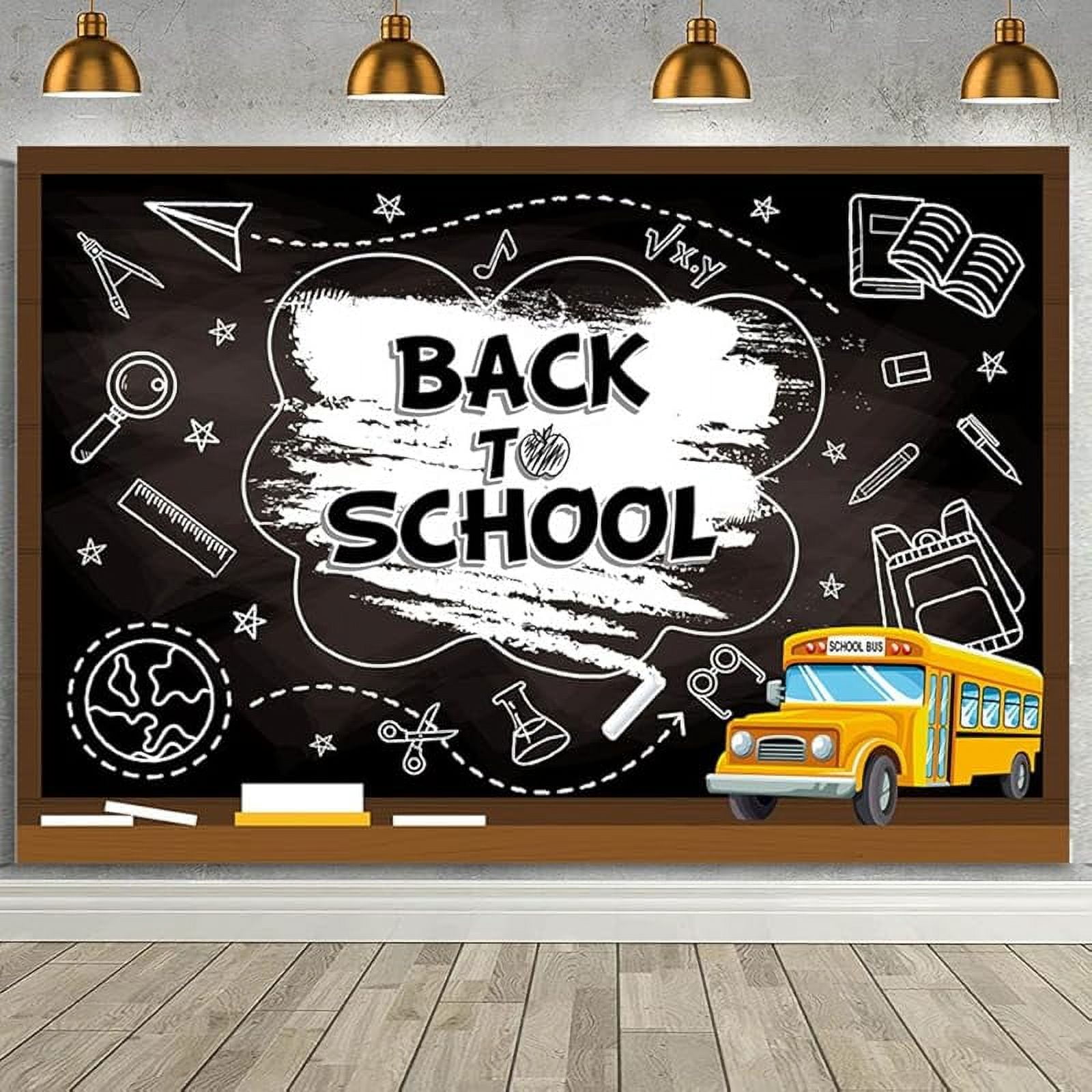 Black Welcome Back to School Backdrop Back to School Background for ...