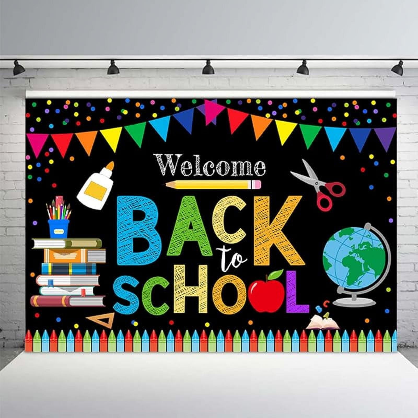 Black Welcome Back to School Backdrop for Kids Children Preschool First ...