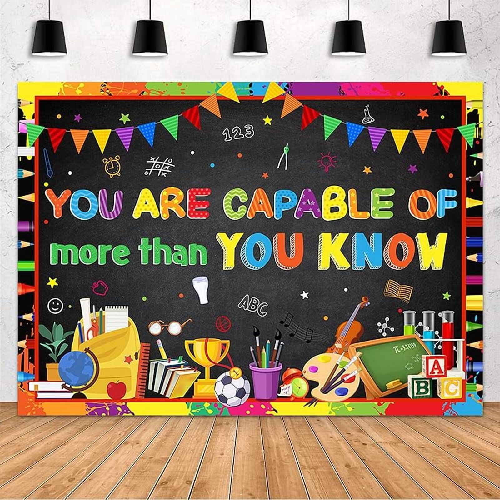 Black Welcome Back to School Groovy Backdrop Motivational Classroom ...