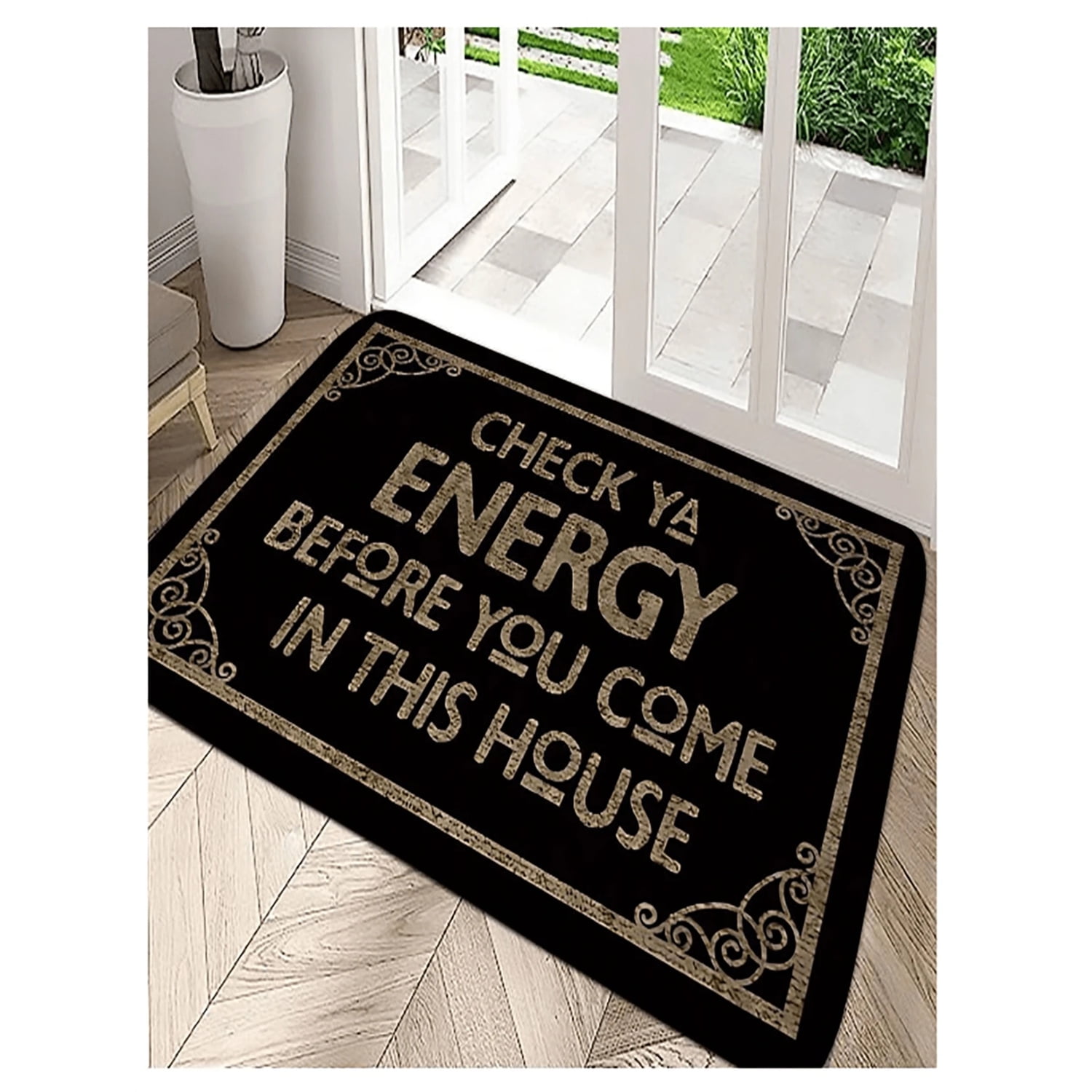 Black Welcome Mat Energy Door Mats for Home Entrance Outdoor Doormats ...