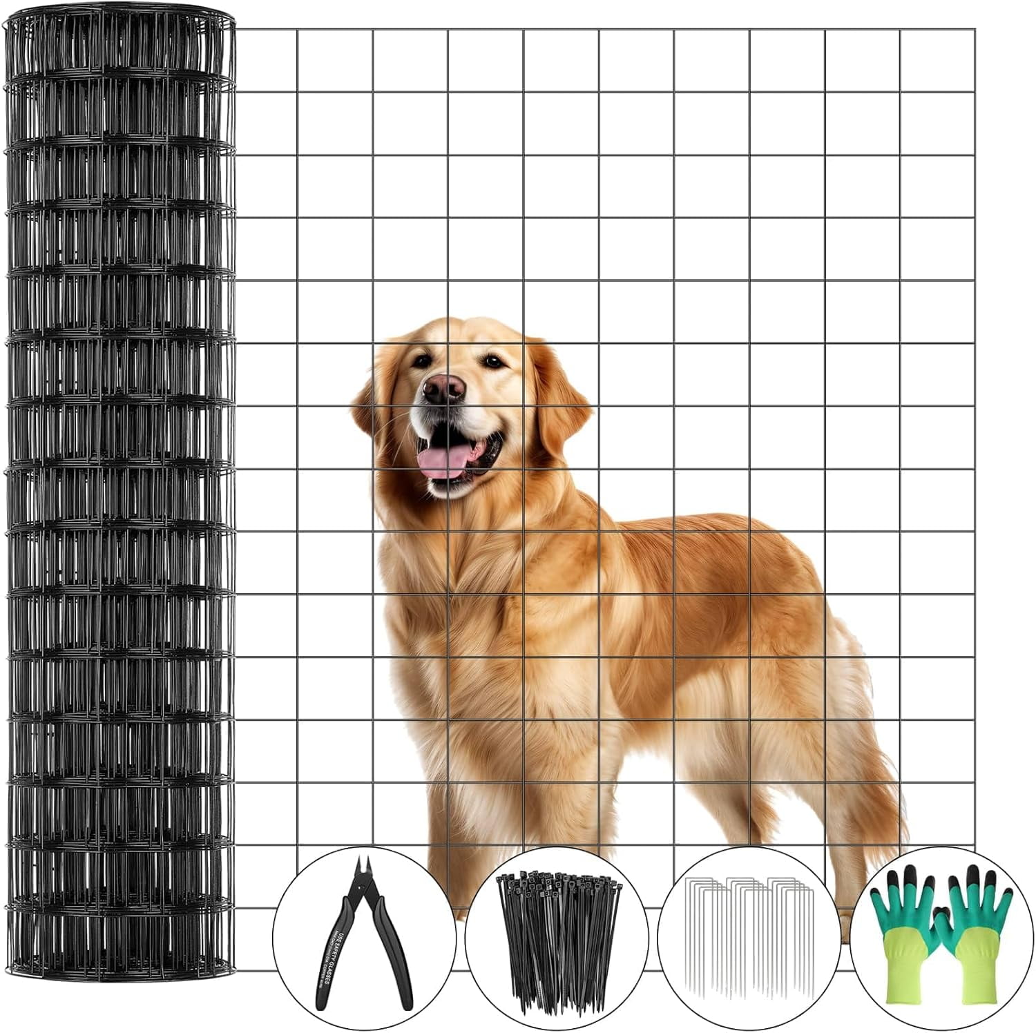 Black Welded Wire Fencing 36inch(H) x 59ft(L) 15GA PVC Coated Garden ...