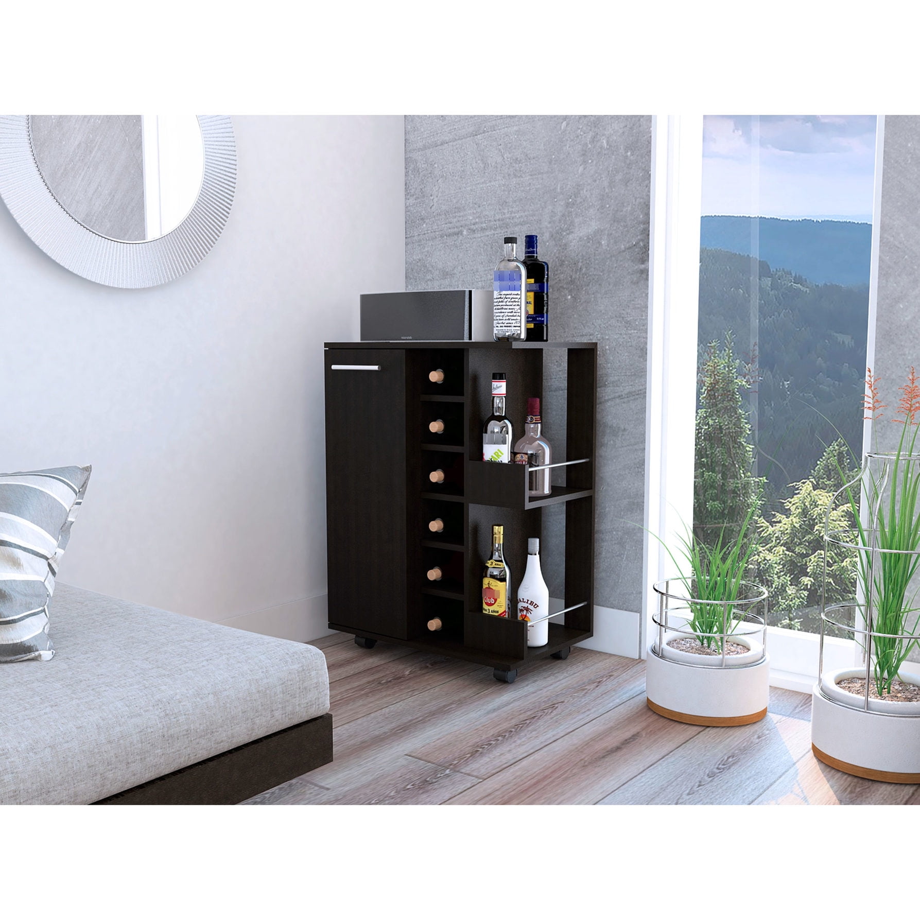 Black Wengue Finish + Versatile Cubbies" - "Balcony Bar + Chic ...