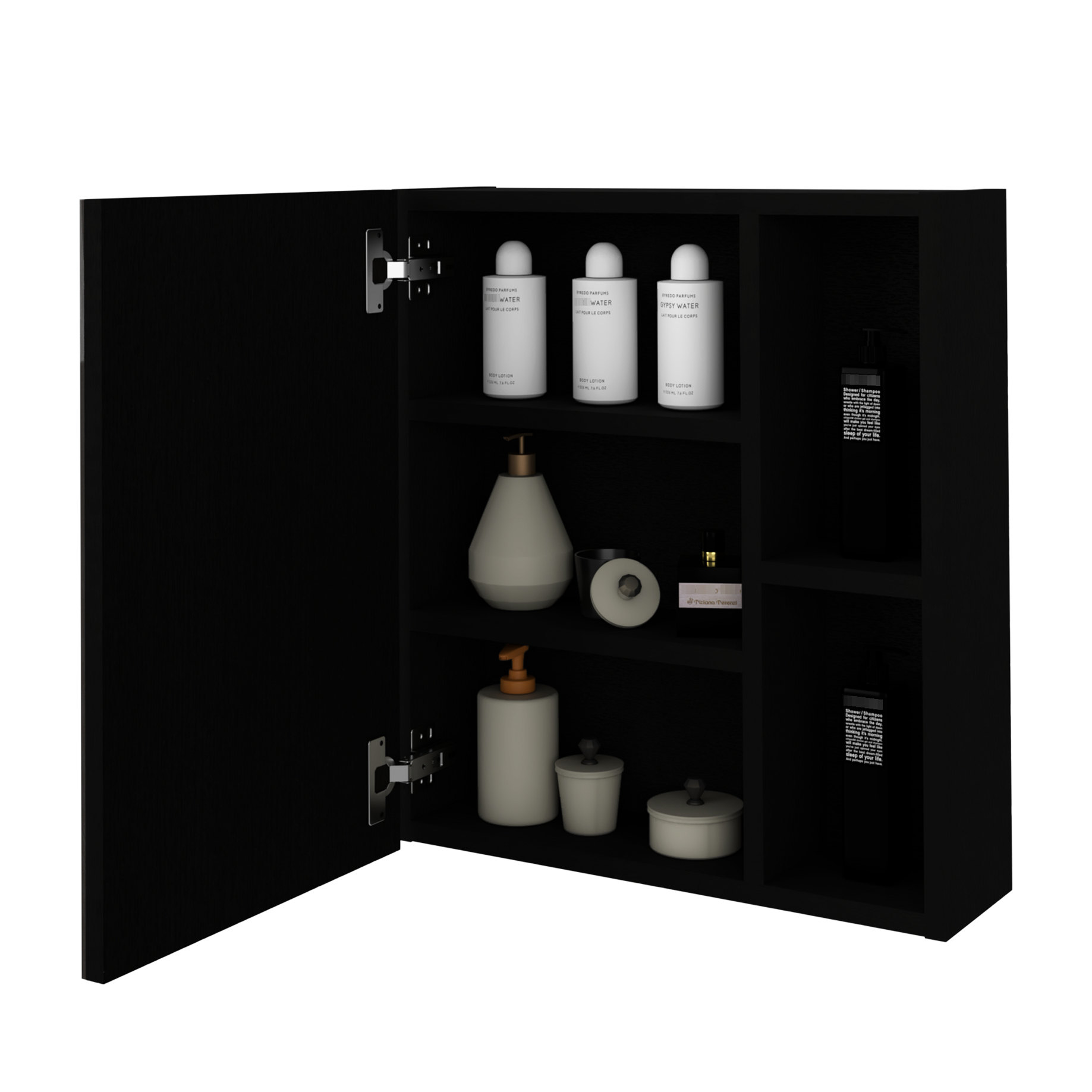 Black Wengue Look | Five Shelves for Items | Medicine Cabinet in ...