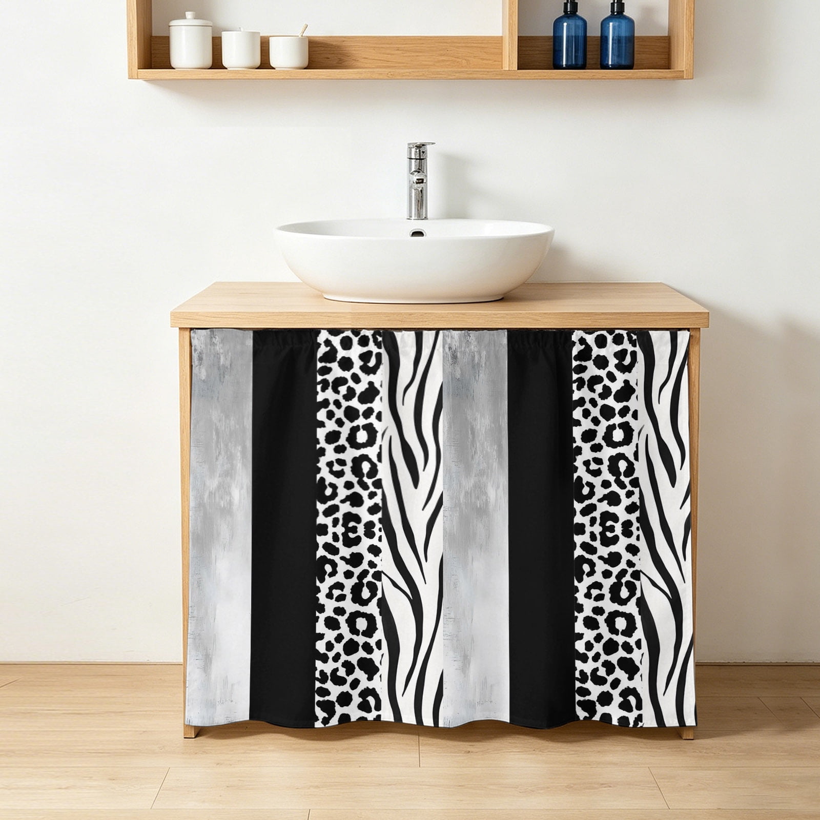 Black Western Cabinet Curtains 11" W x 13" L, Tiger and Leopard Print ...
