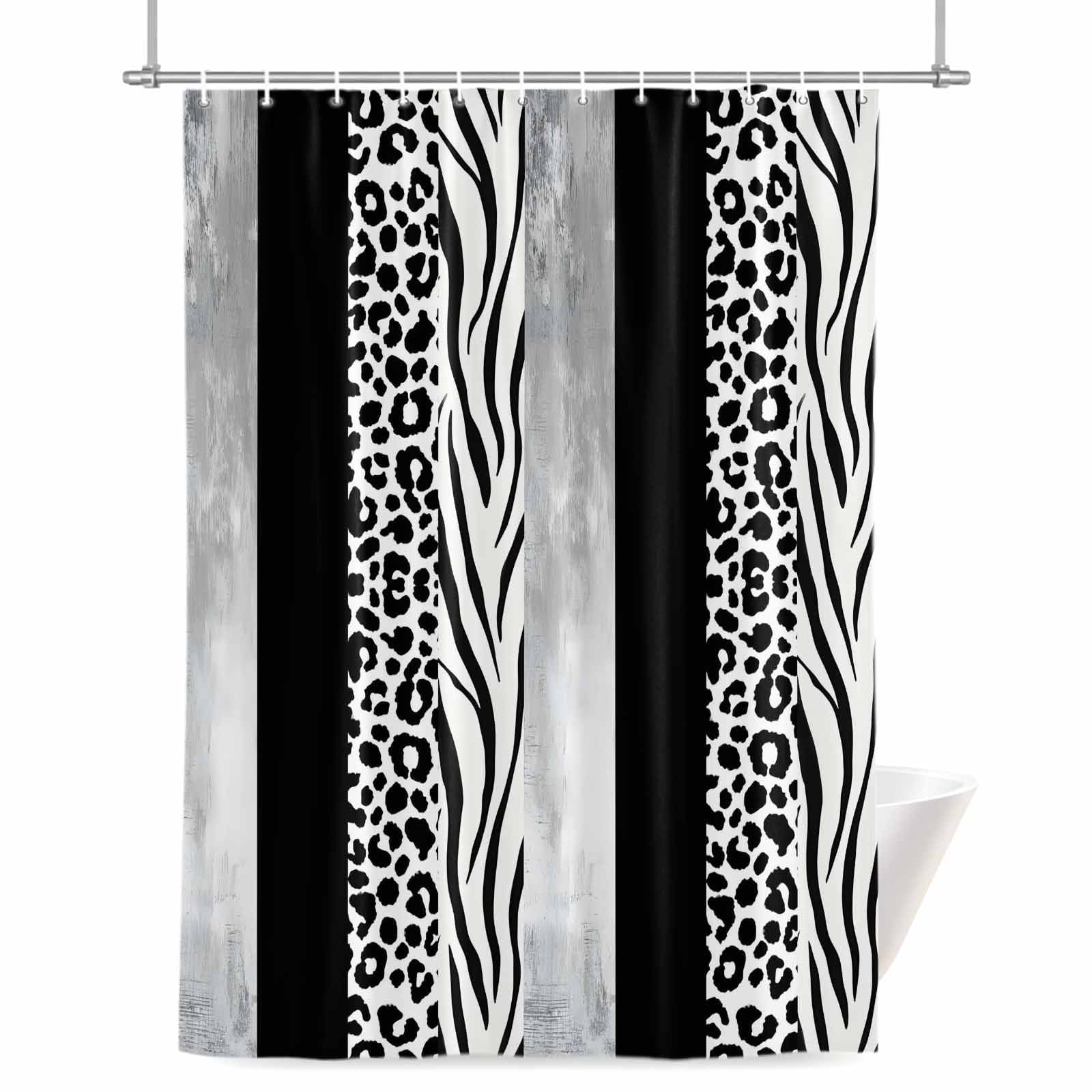 Black Western Shower Curtains for Bathroom, Tiger and Leopard Print ...