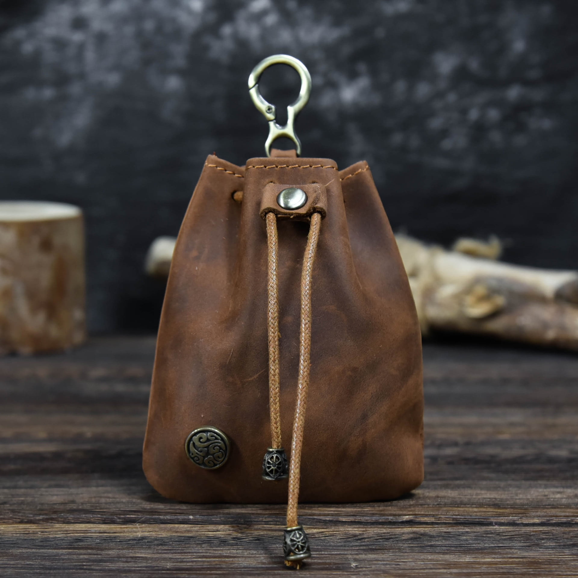 Black Western Style Leather Small Dnd Dice Bag for Dnd Game, Coin Bag ...