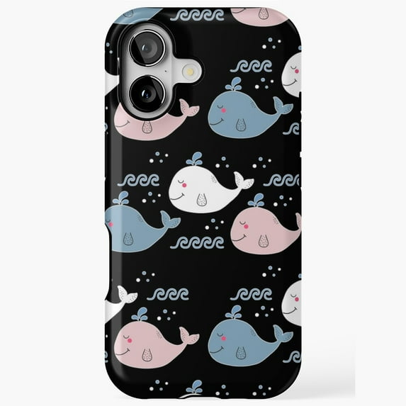 Black Whale Pattern Vector Graphic Design Phone Case 17 16 15 14 13 12 ...