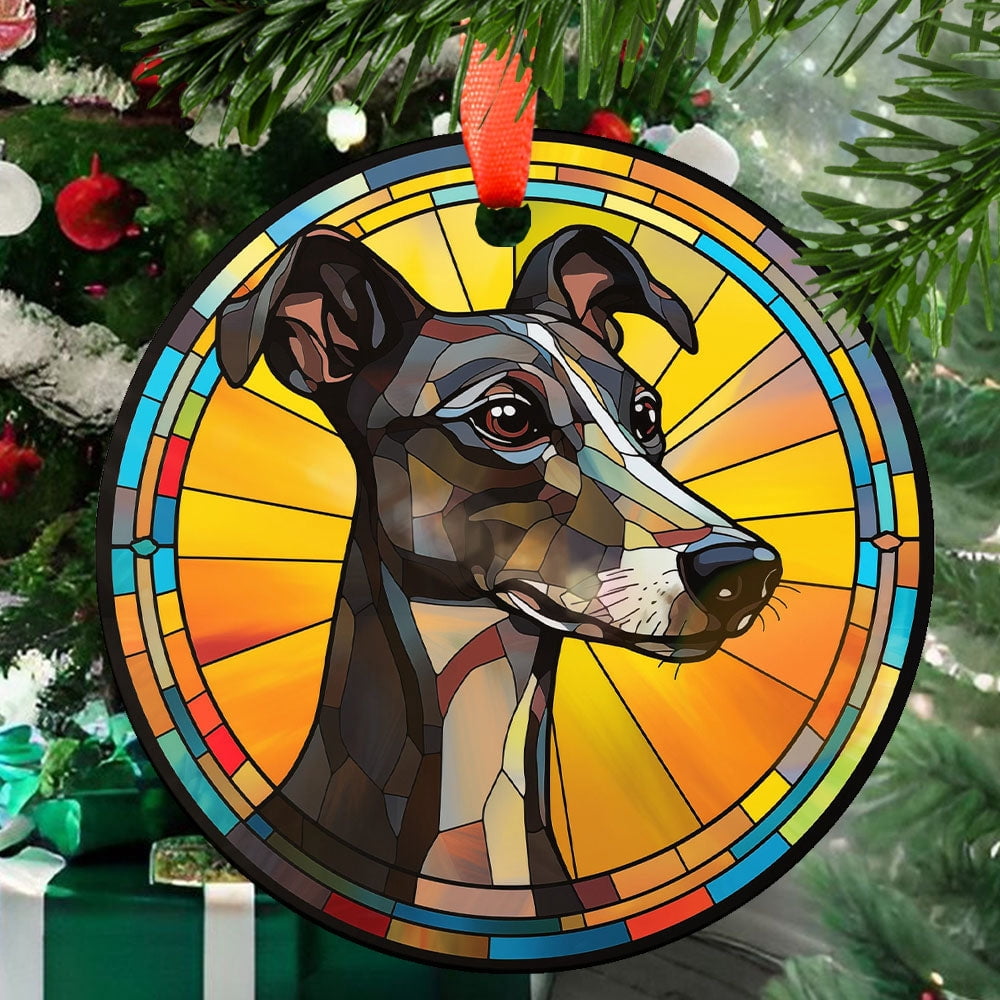Black Whippet: Ornament Style Wall or Window Hanging, 2025, Holiday ...