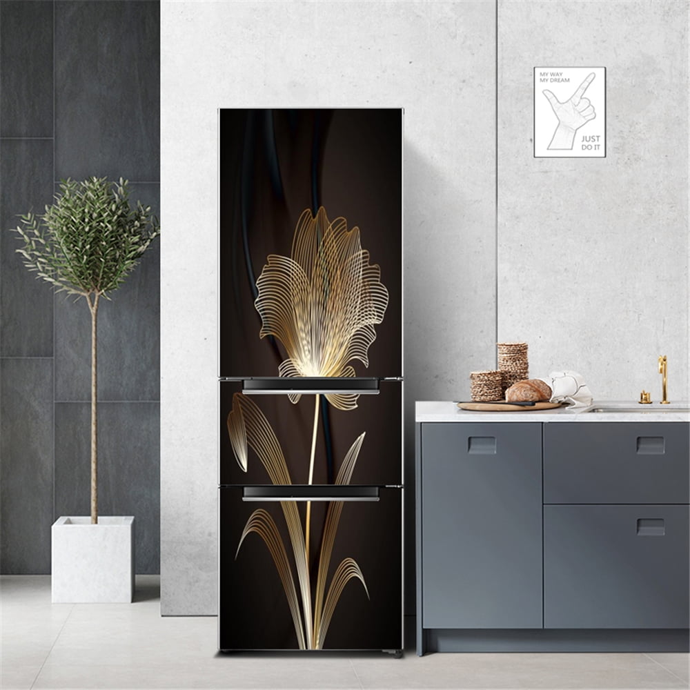 Black White 3D Visual Flower Poster Kitchen Fridge Renovation Sticker ...