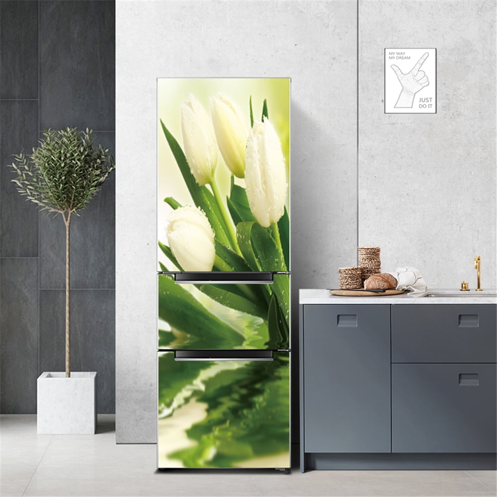 Black White 3D Visual Flower Poster Kitchen Fridge Renovation Sticker ...