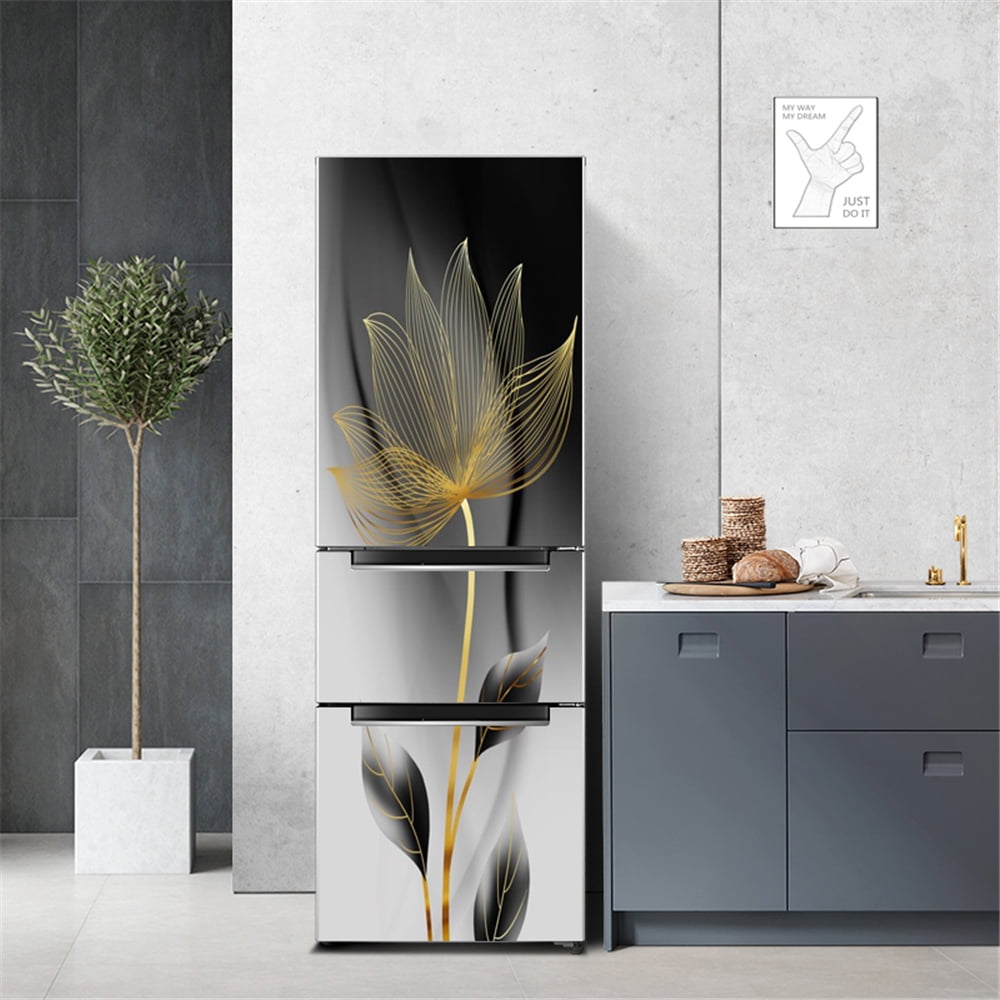 Black White 3D Visual Flower Poster Kitchen Fridge Renovation Sticker ...