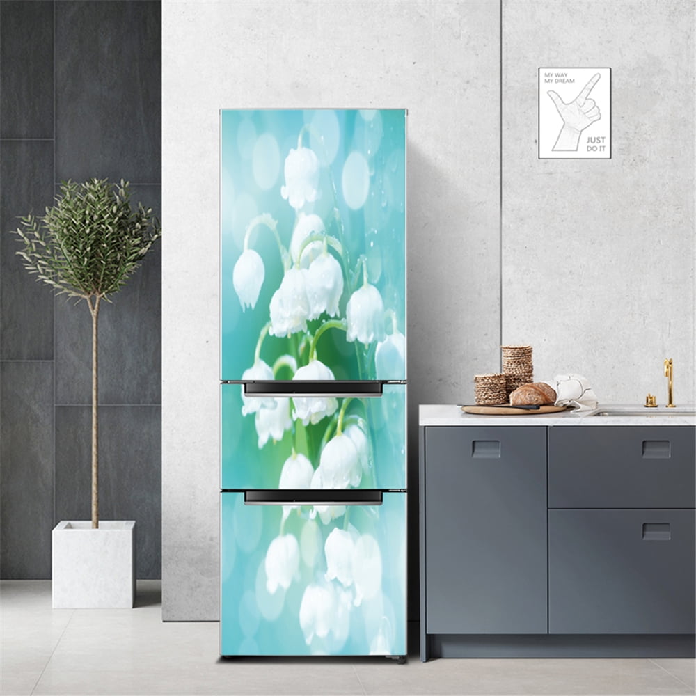 Black White 3D Visual Flower Poster Kitchen Fridge Renovation Sticker ...