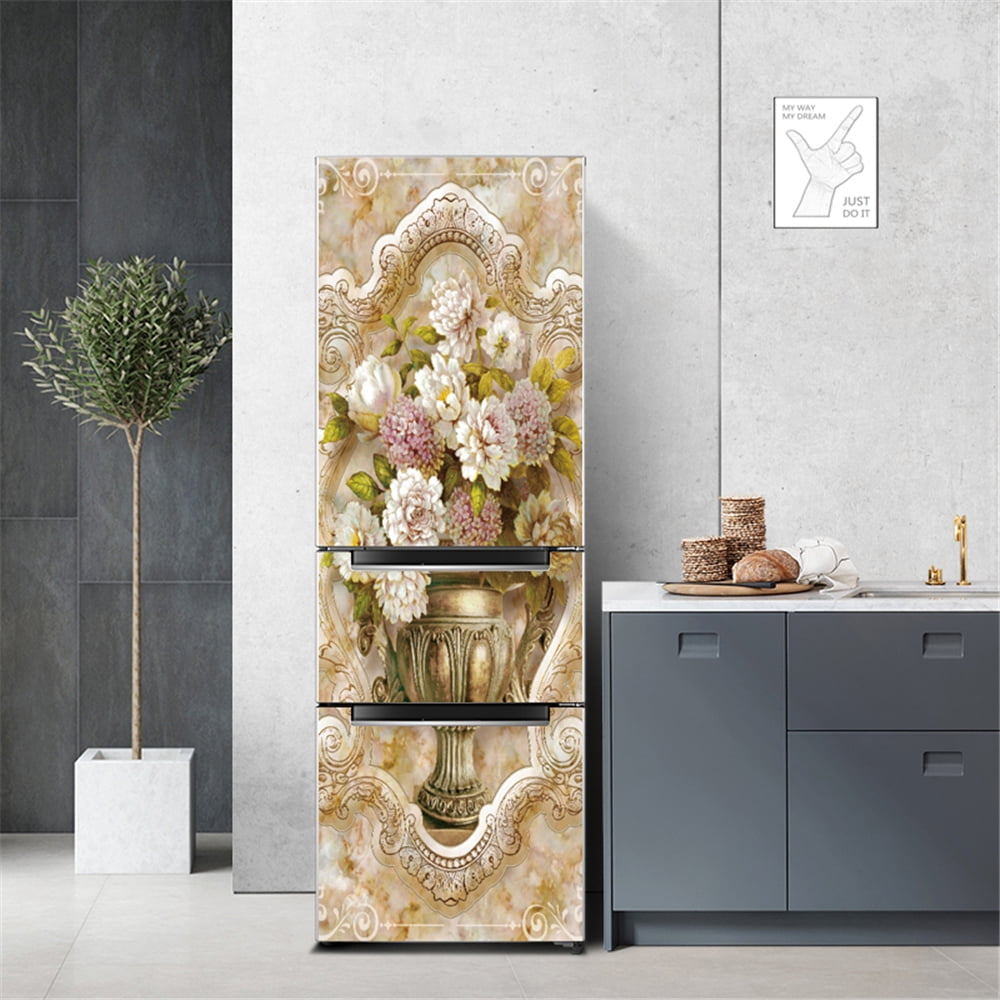 Black White 3D Visual Flower Poster Kitchen Fridge Renovation Sticker ...