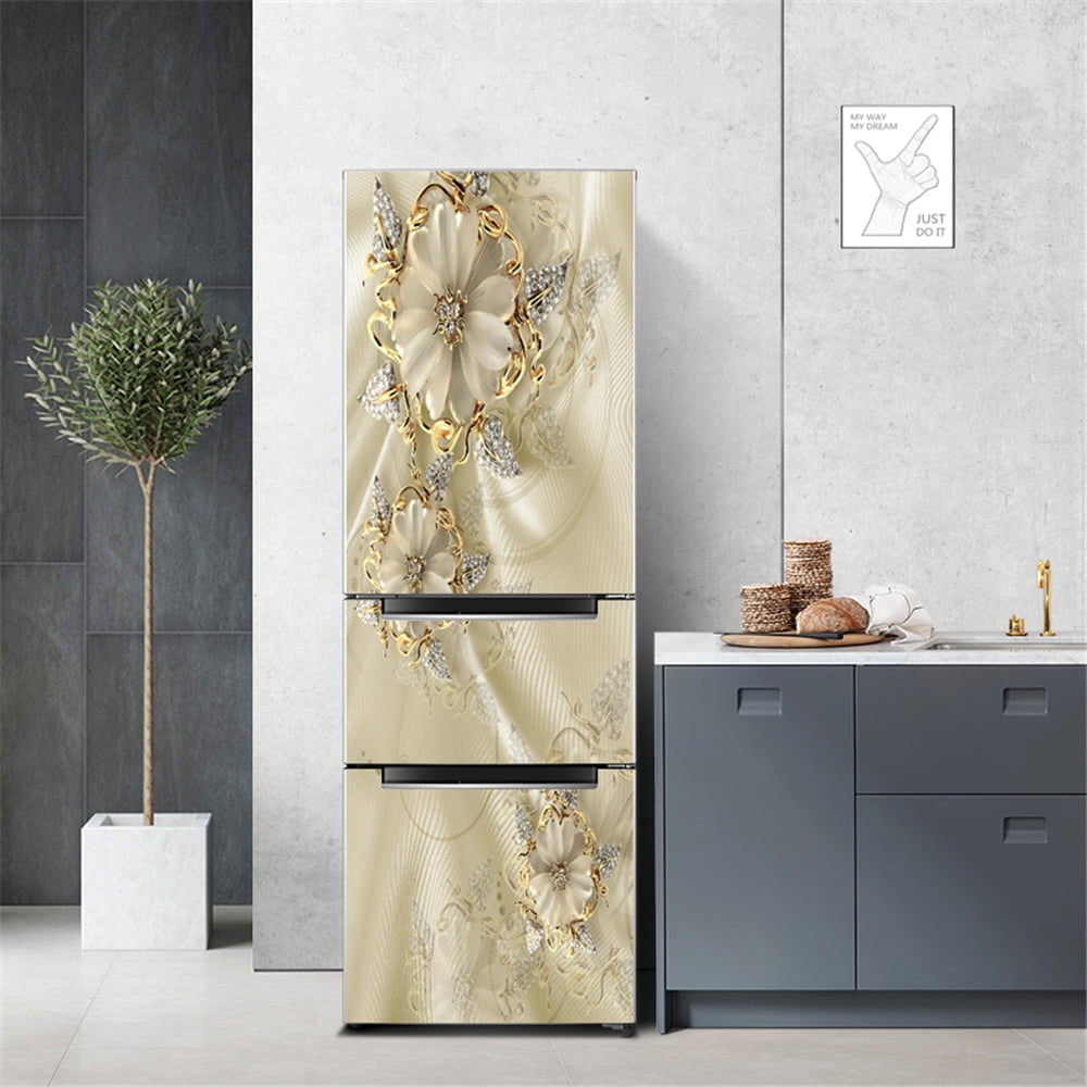 Black White 3D Visual Flower Poster Kitchen Fridge Renovation Sticker ...