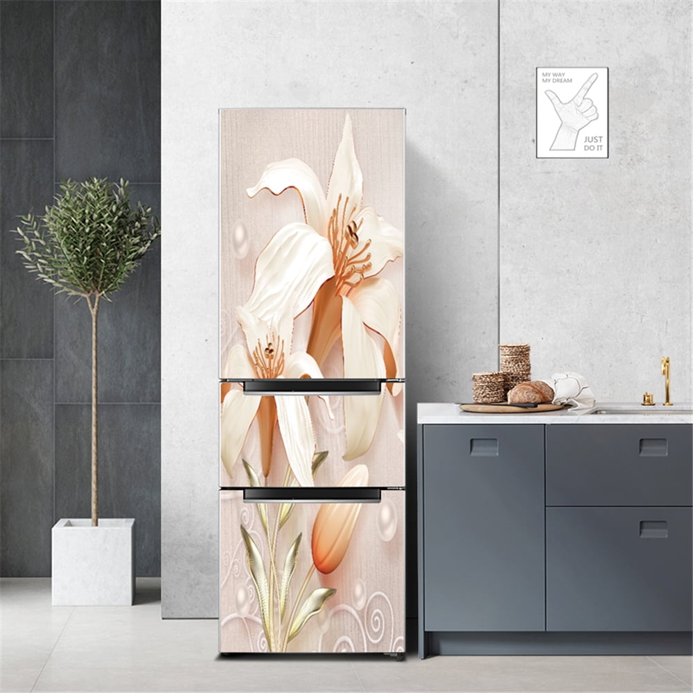 Black White 3D Visual Flower Poster Kitchen Fridge Renovation Sticker ...