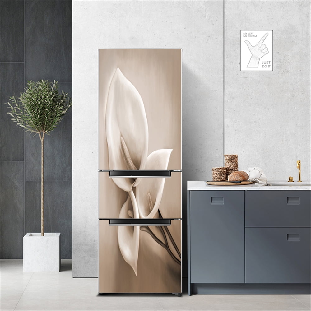 Black White 3D Visual Flower Poster Kitchen Fridge Renovation Sticker ...