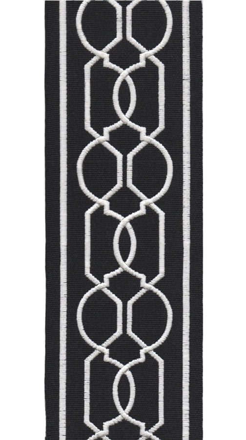 Black White 4 Inch Wide Cotton Canvas Geometric Trim Tape, Trellis ...
