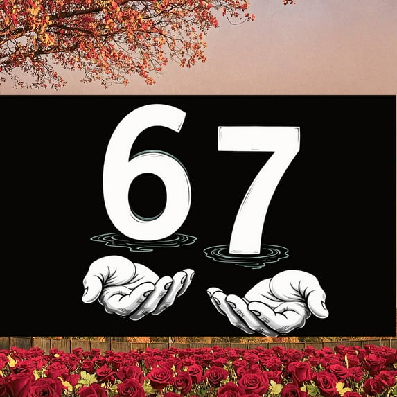 Black and White 67th Banner Star Decorated Anniversary Backdrop Hand ...