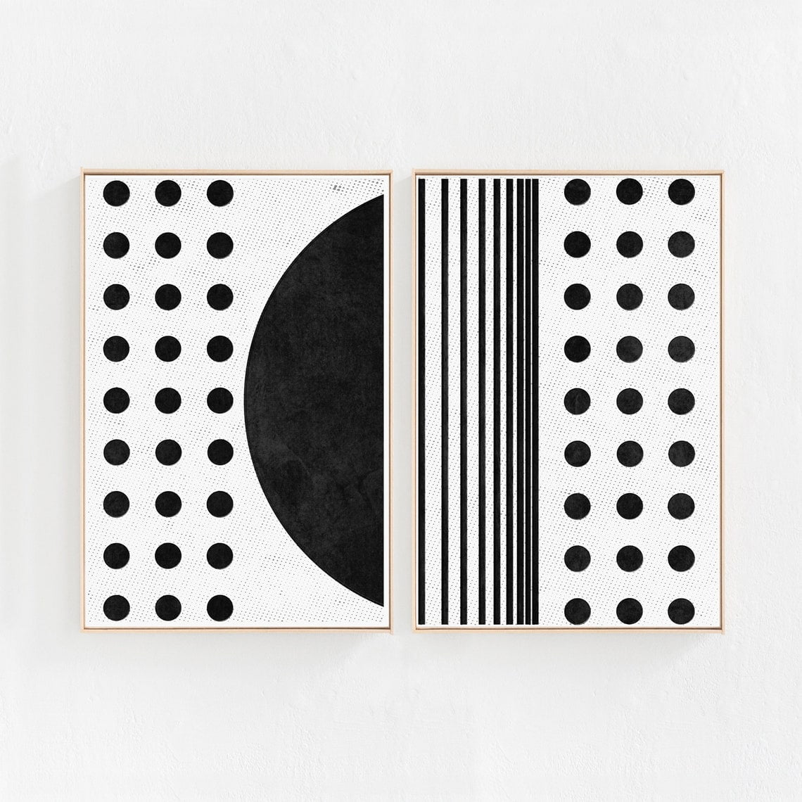 Black And White Able Poster Print Set Of 2, Modern Art Print Set, Retro ...