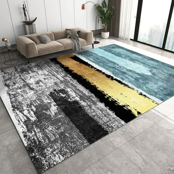 Black and White Abstract Area Rugs, Machine Washable Bedroom Rug ...
