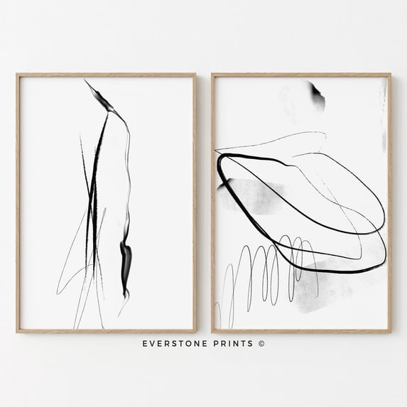 Black White Abstract Art Line Drawing Abstract Modern Minimalist Home ...