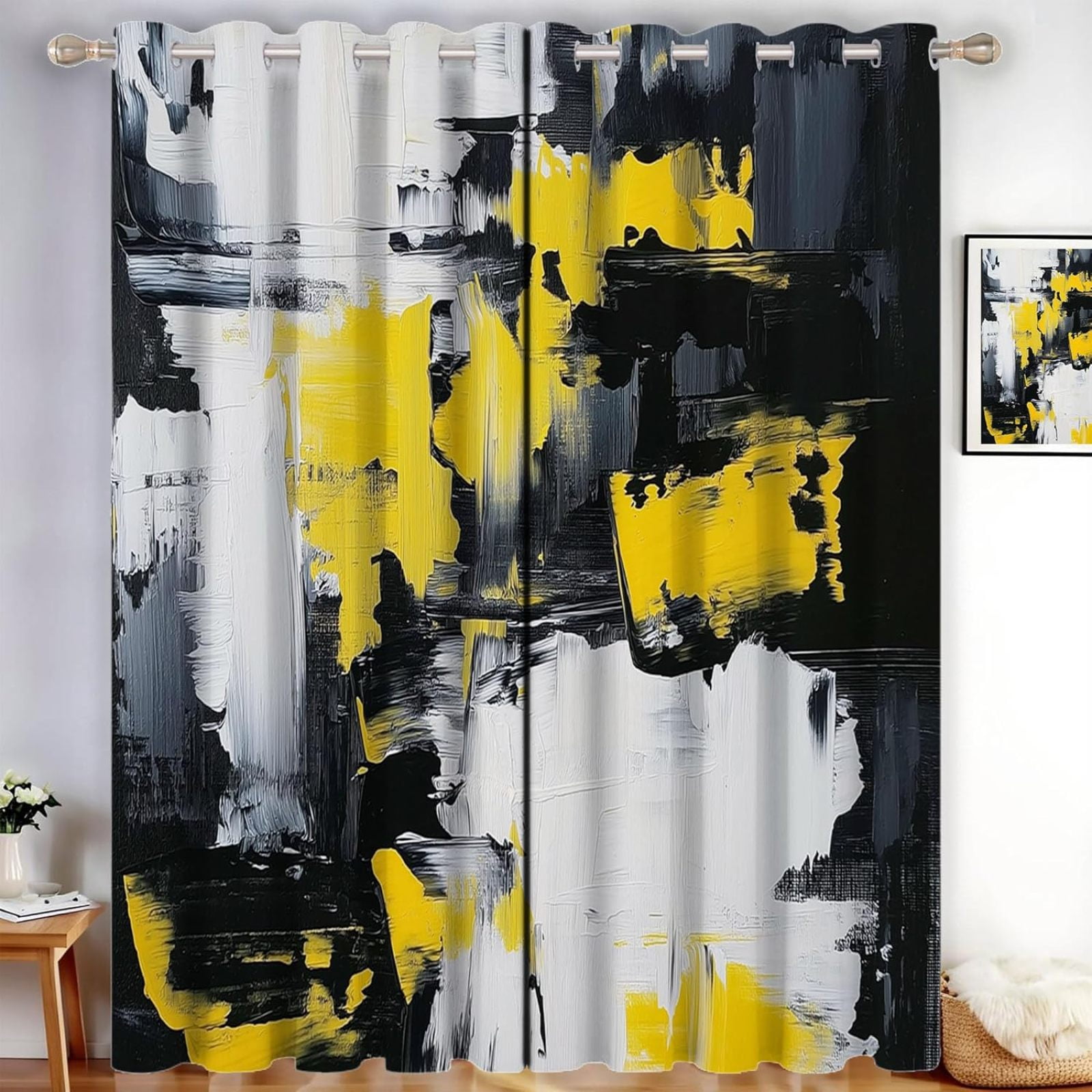 Black White Abstract Blackout Curtains For Bedroom And Living Room ...