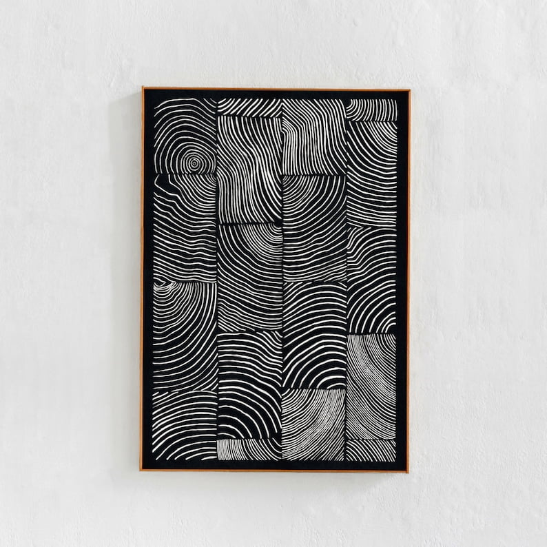 Black & White Abstract Lines Art Print – Contemporary Printable Poster ...