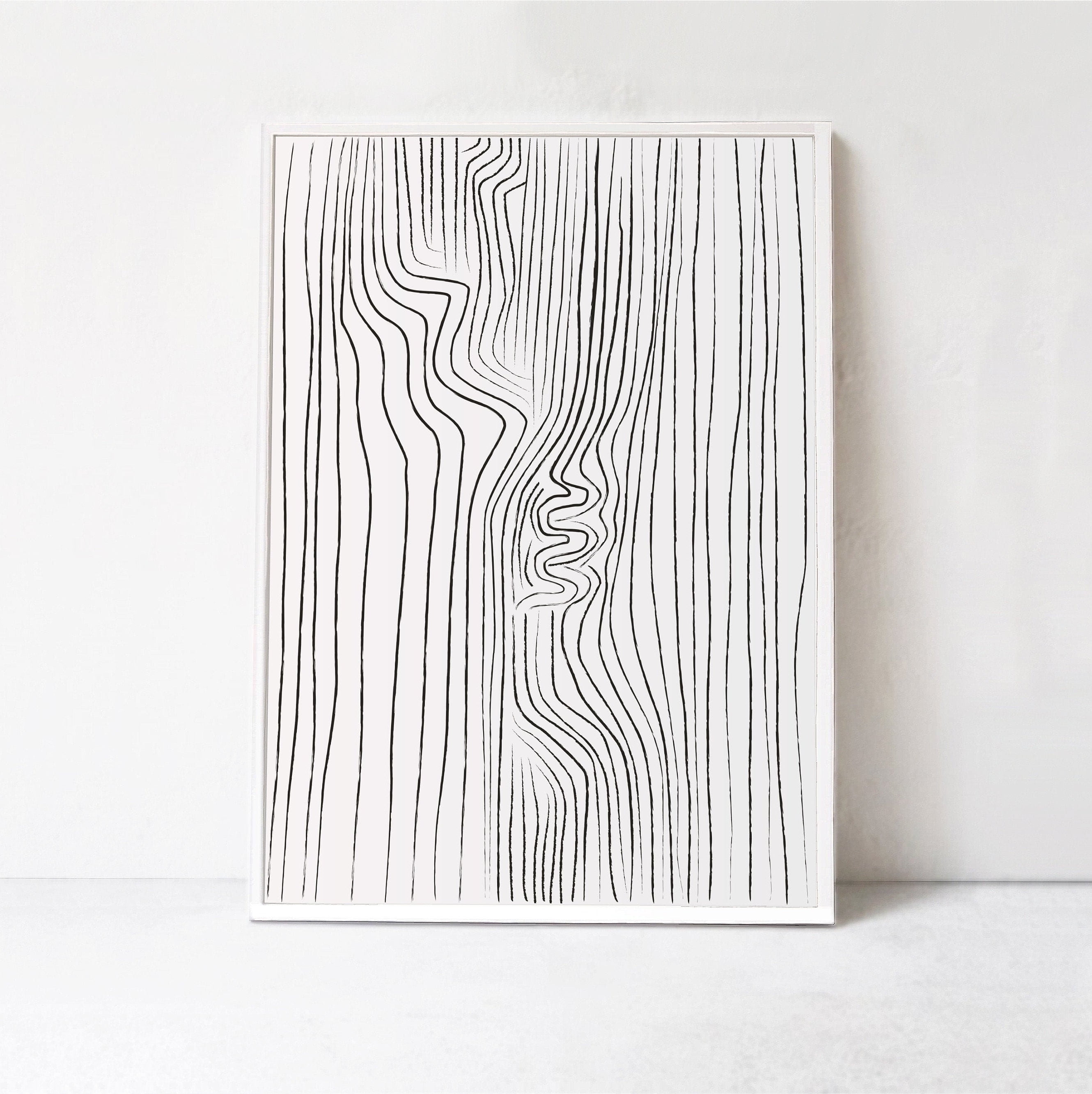 Black & White Abstract Lines Art Print – Scandinavian Minimalist ...