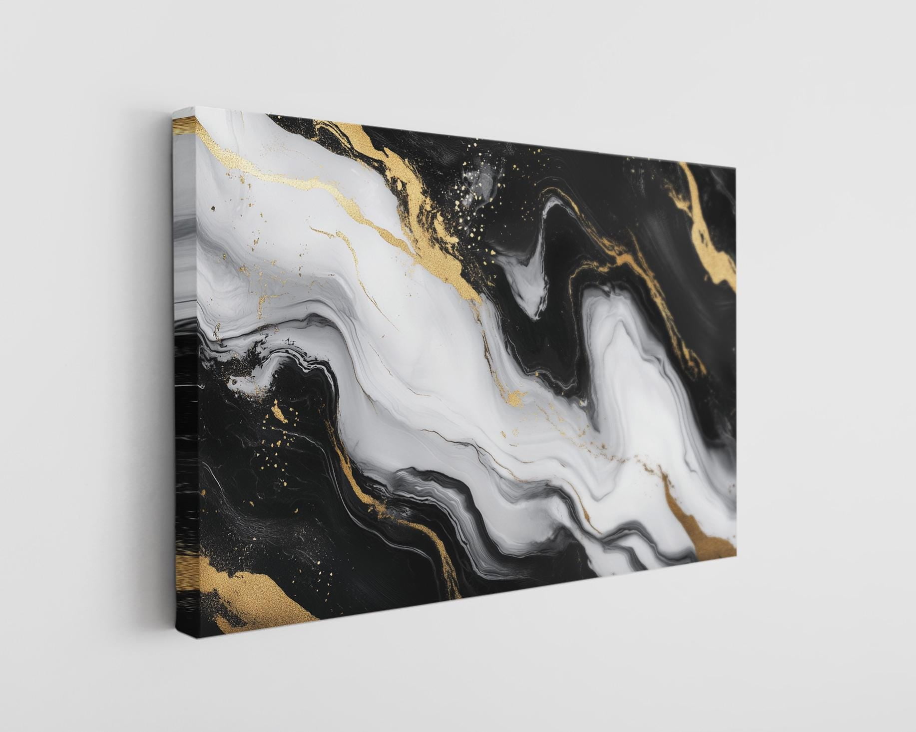 Black and White Abstract Marble Canvas Wall Art - High-Quality ...