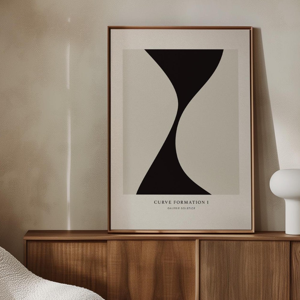 Black White Abstract Poster Curves Print Wall Art Minimalist Print ...