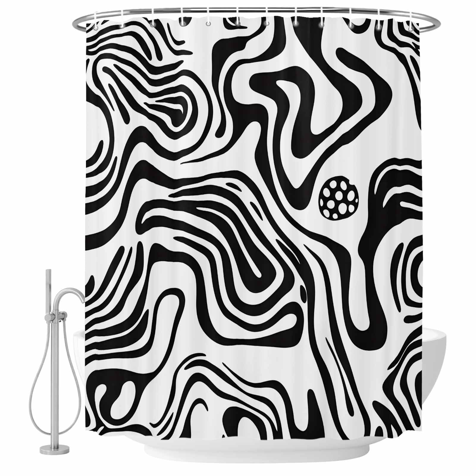 Black White Abstract Shower Curtain Set - Small 36" x 72" Washable ...