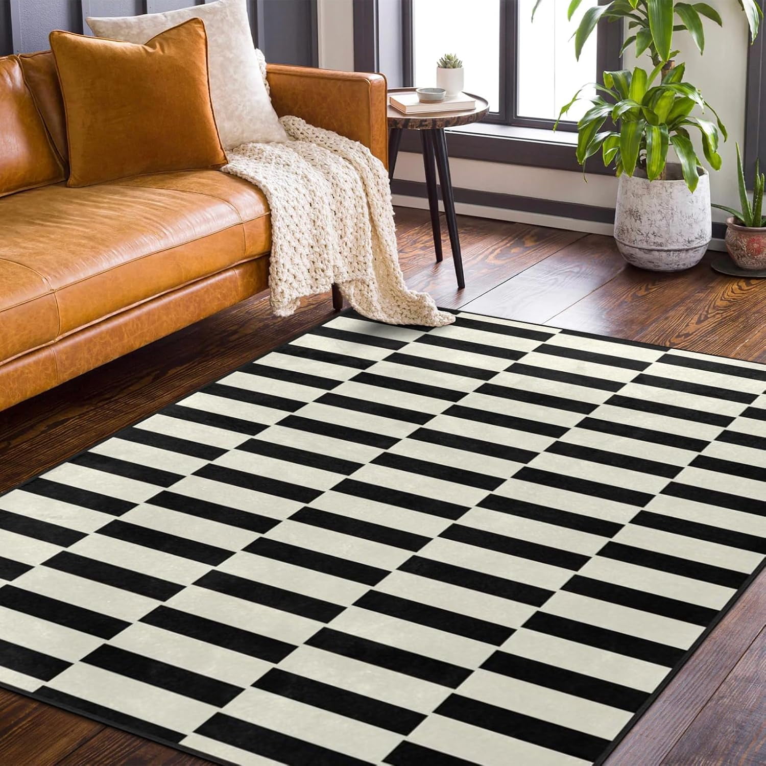 Black White Abstract Stripes Area Rugs Black White Rug Perfect For ...